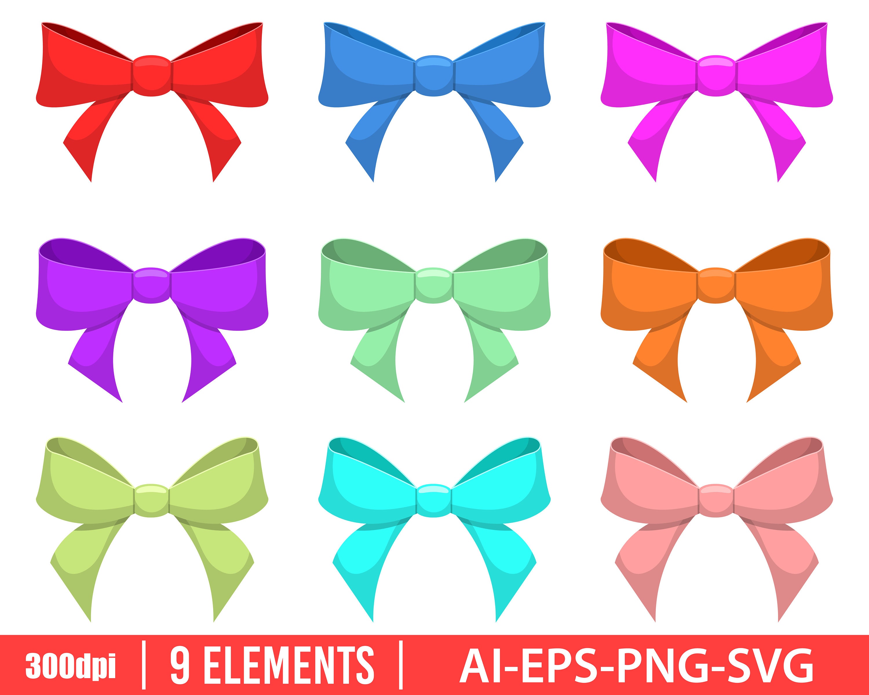 Bow Clipart Vector Design Illustration. Bow Set. Vector - Etsy