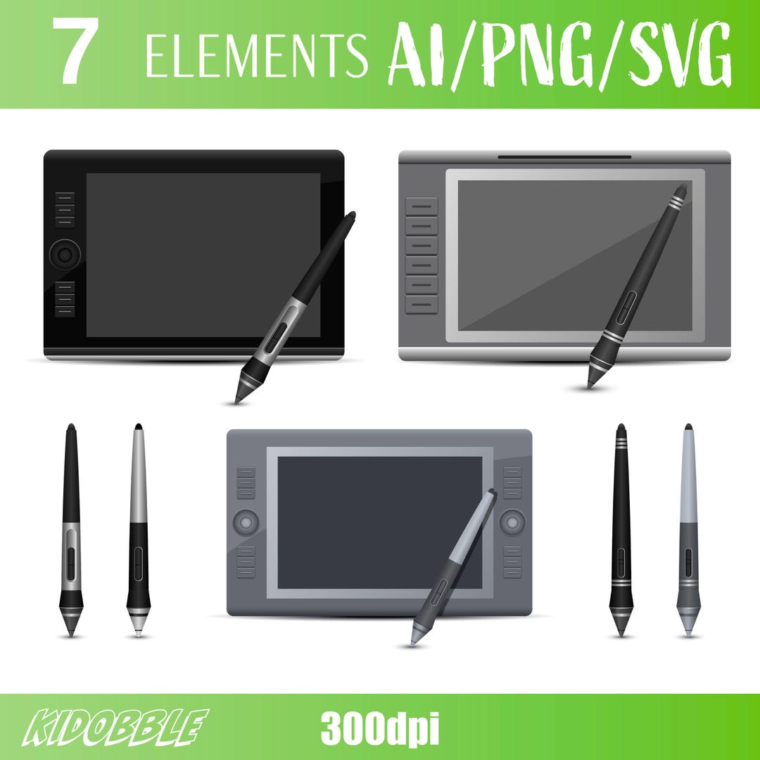 Graphic Drawing Tablet Clipart | Digital Art Tools | Hand-drawn Tablet ...