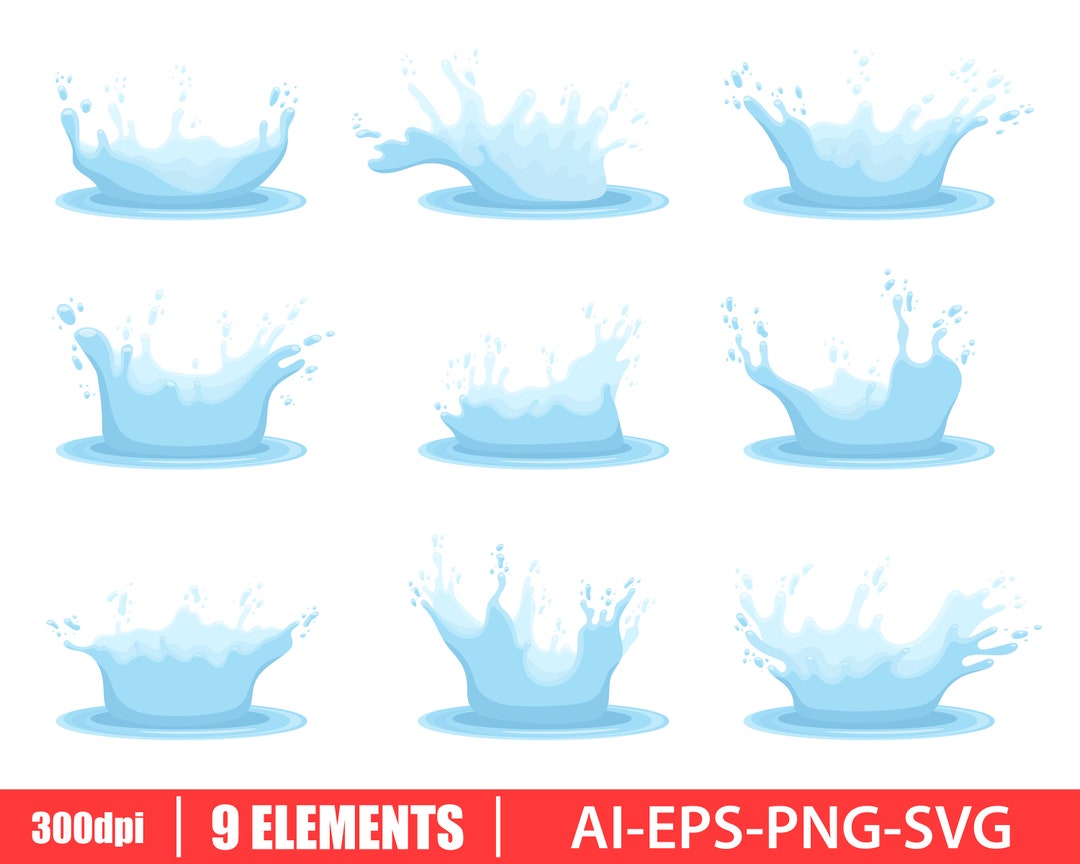 Water Splash Clipart Vector Design Illustration. Water Splash Set ...