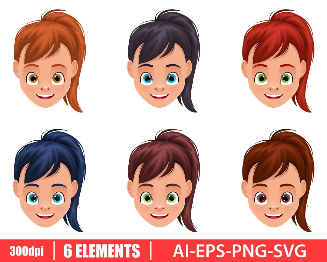Little Girl Face Clipart Vector Design Illustration. Little Girl Face ...