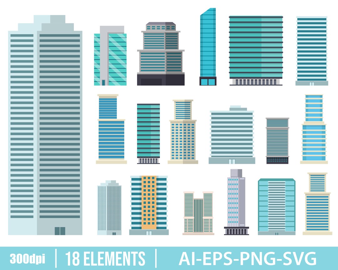 Skyscraper City Buildings Clipart Vector Design Illustration ...