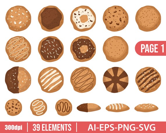 Homemade Tasty Cookies Clipart Vector Design Illustration. | Etsy