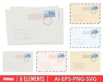 Happy Mail Clipart SVG Postage Vector Graphics Post Office - Etsy