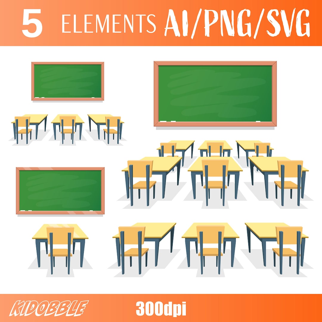 School Desk and Classroom Clipart Vector Design Classroom Clipart ...