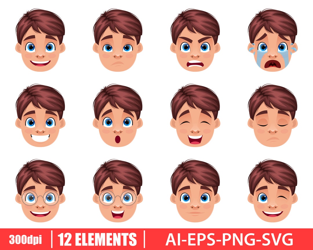 Little Kid Face Expression Clipart Vector Digital Art Children ...