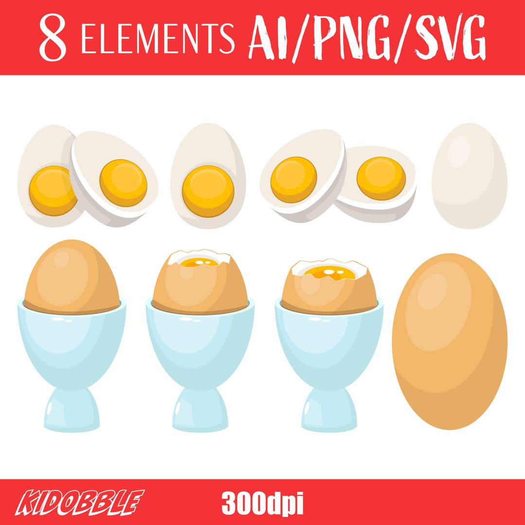 Boiled Egg Vector Illustration Food Art Digital Clipart Breakfast ...