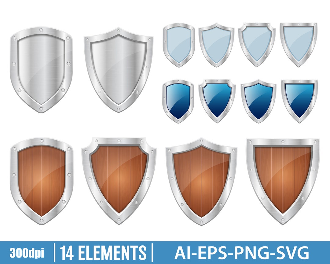 Protection Metallic Shield Clipart Vector Design Illustration. Shield ...