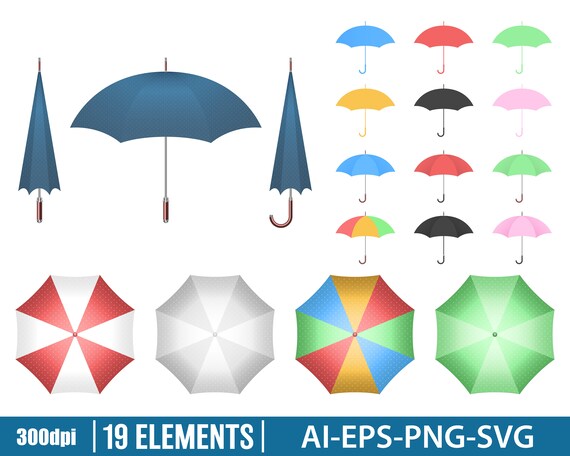 Umbrella Clipart Vector Design Illustration. Umbrella Set. - Etsy