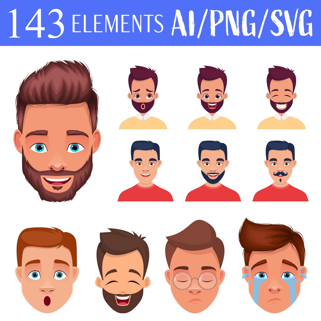 Man Face Expression Clipart Vector Design Facial Expression Clipart Man ...