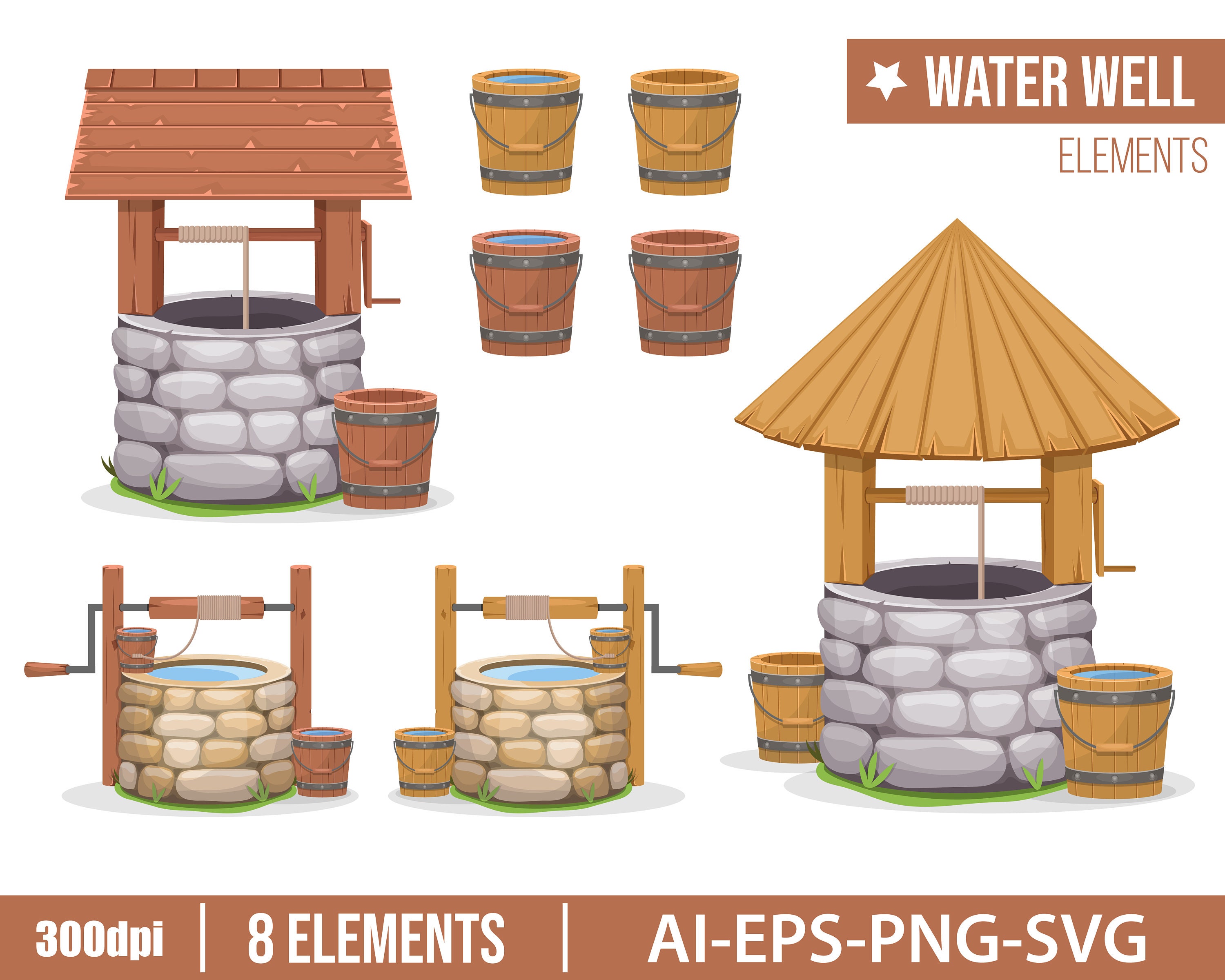 Old Water Well Clipart Vector Design Illustration. Water, Well ...