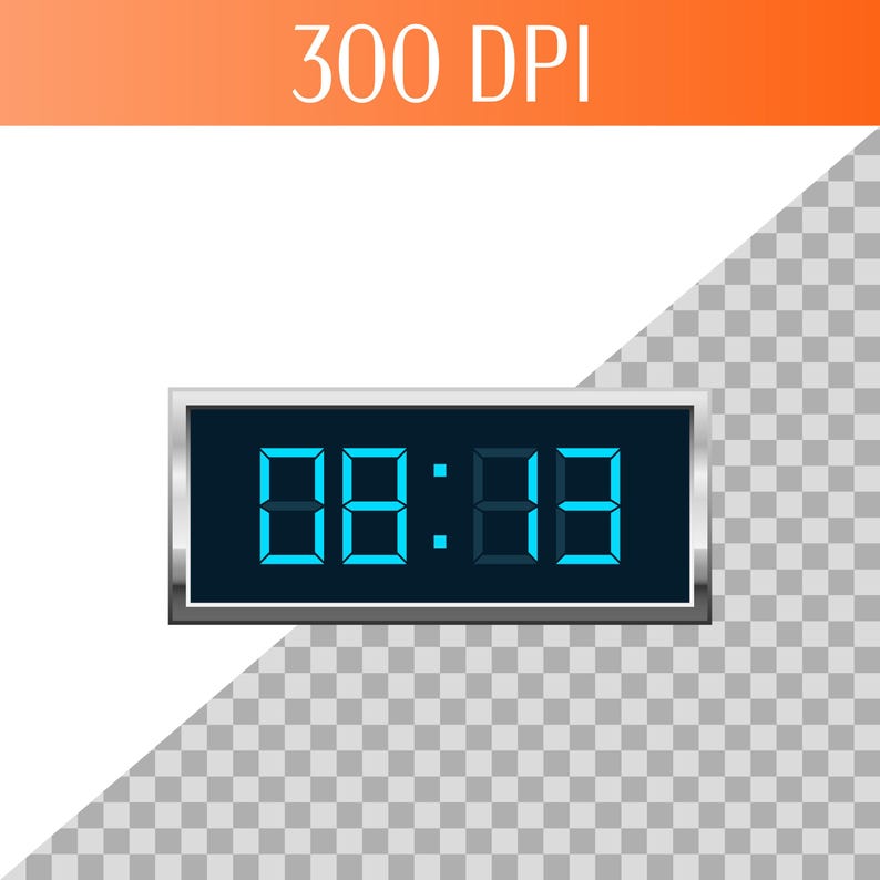 Digital Clock Clipart Vector Retro Timepiece Clipart Art Printable ...