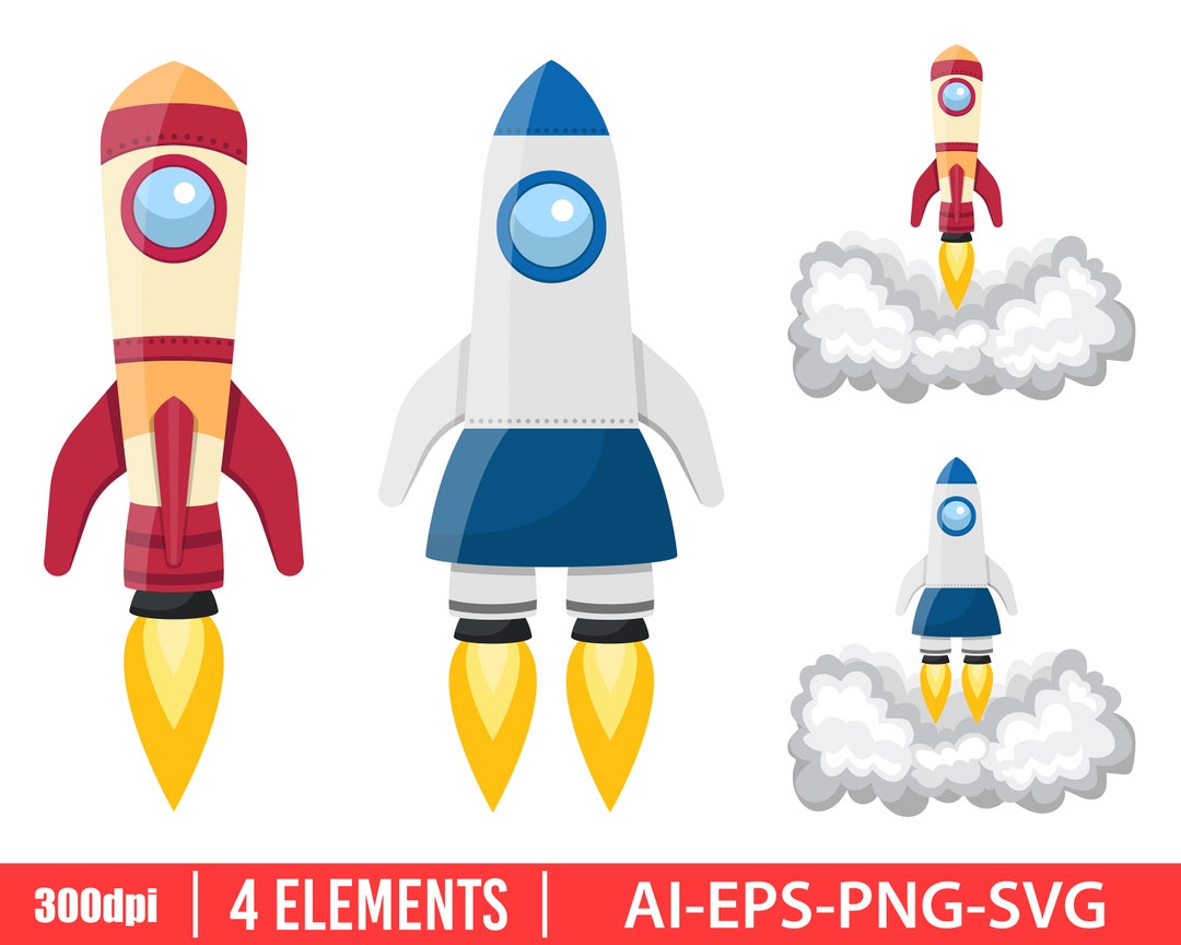 Rocket Spaceship Clipart Vector Design Illustration. Rocket - Etsy