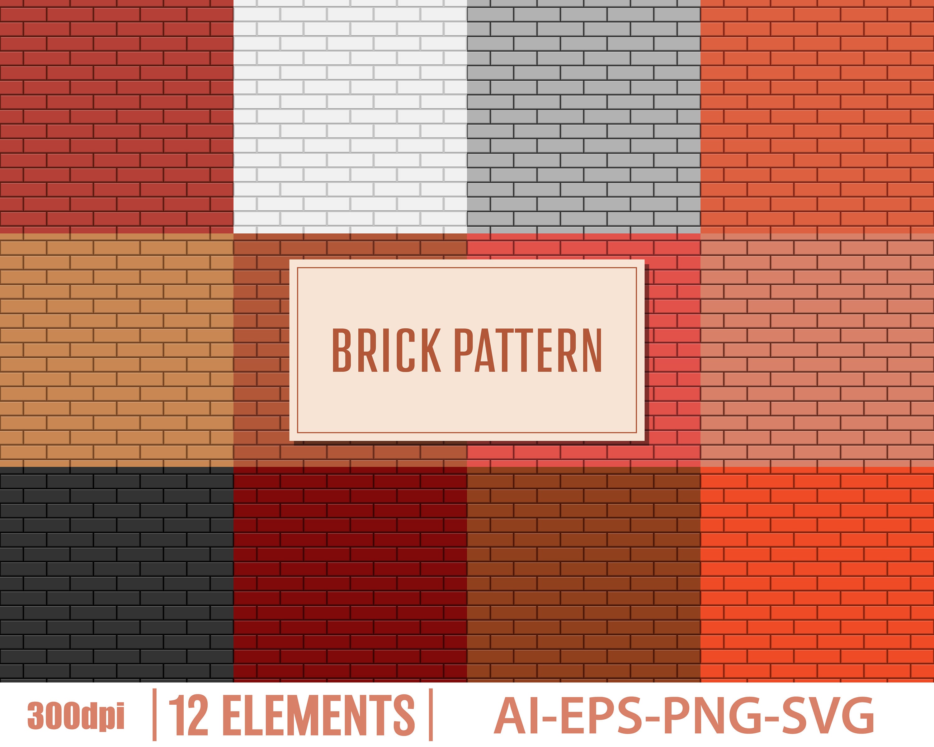 Brick Wall Pattern Clipart Vector Design Illustration. Brick - Etsy