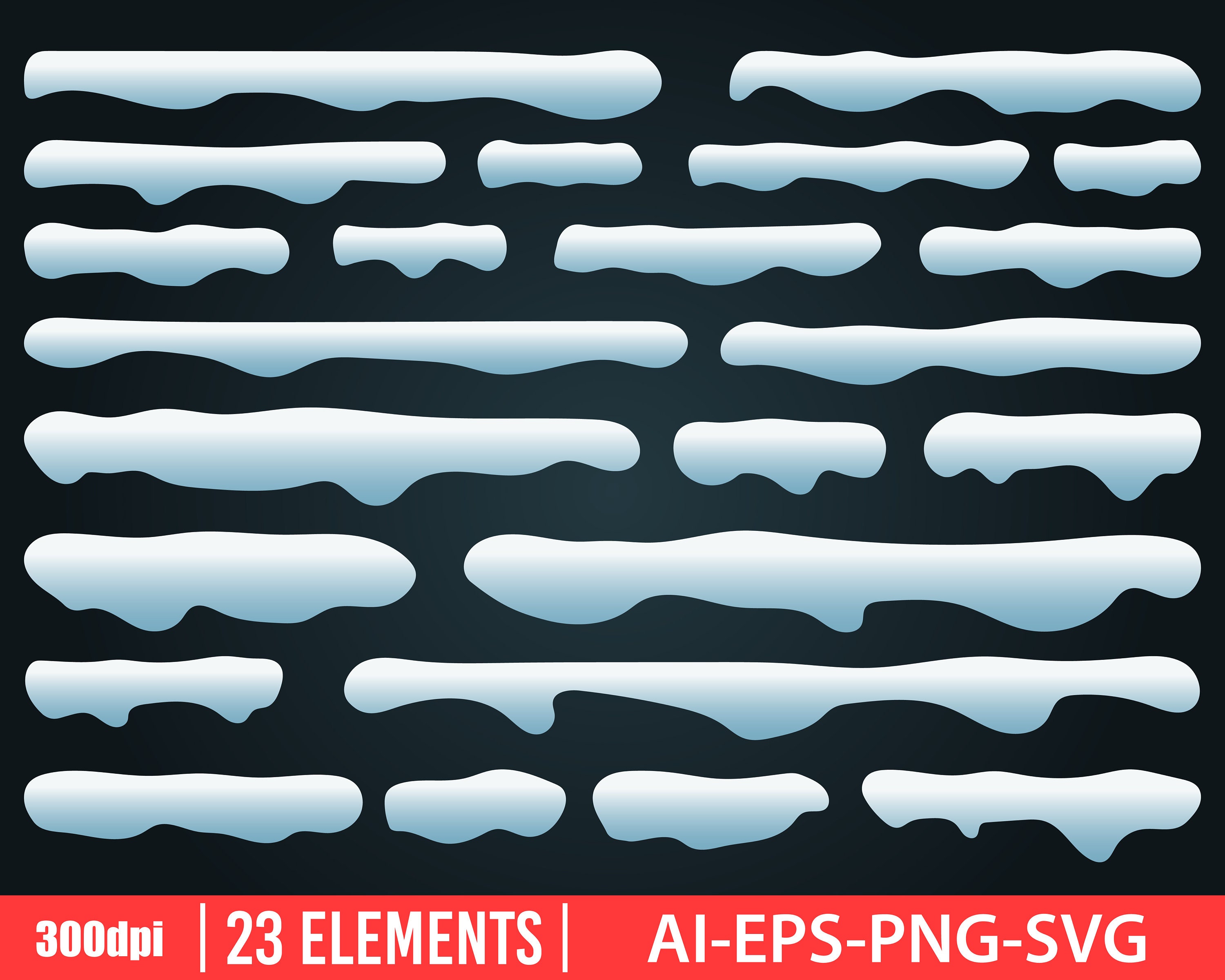 Snow Caps Clipart Vector Design Illustration. Snow Caps Set. - Etsy