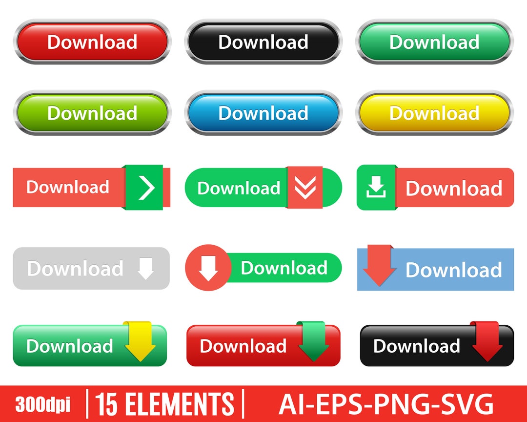Download Button Clipart Vector Design Illustration. Download Button Set ...