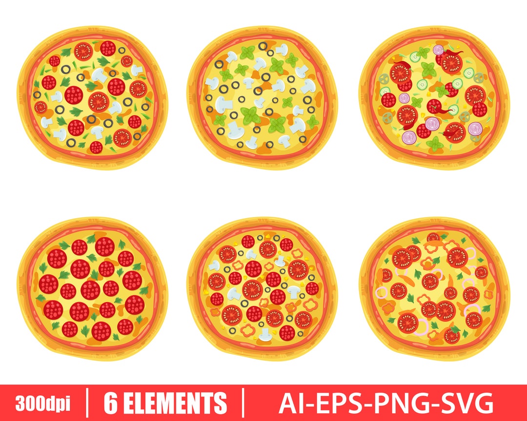 Pizza Clipart Vector Design Illustration. Pizza Set. Vector - Etsy