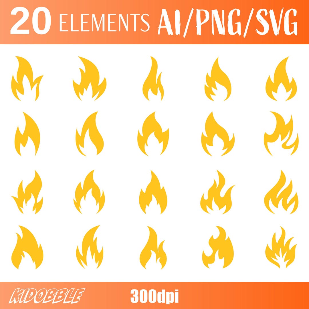 Fire Icons Clipart | Bold Flame Symbols | Hand-drawn Fire Art | Digital ...