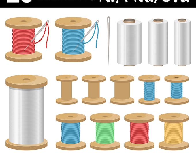 VINTAGE THREAD SPOOL Labels Printable Craft Circles - Instant Digital ...