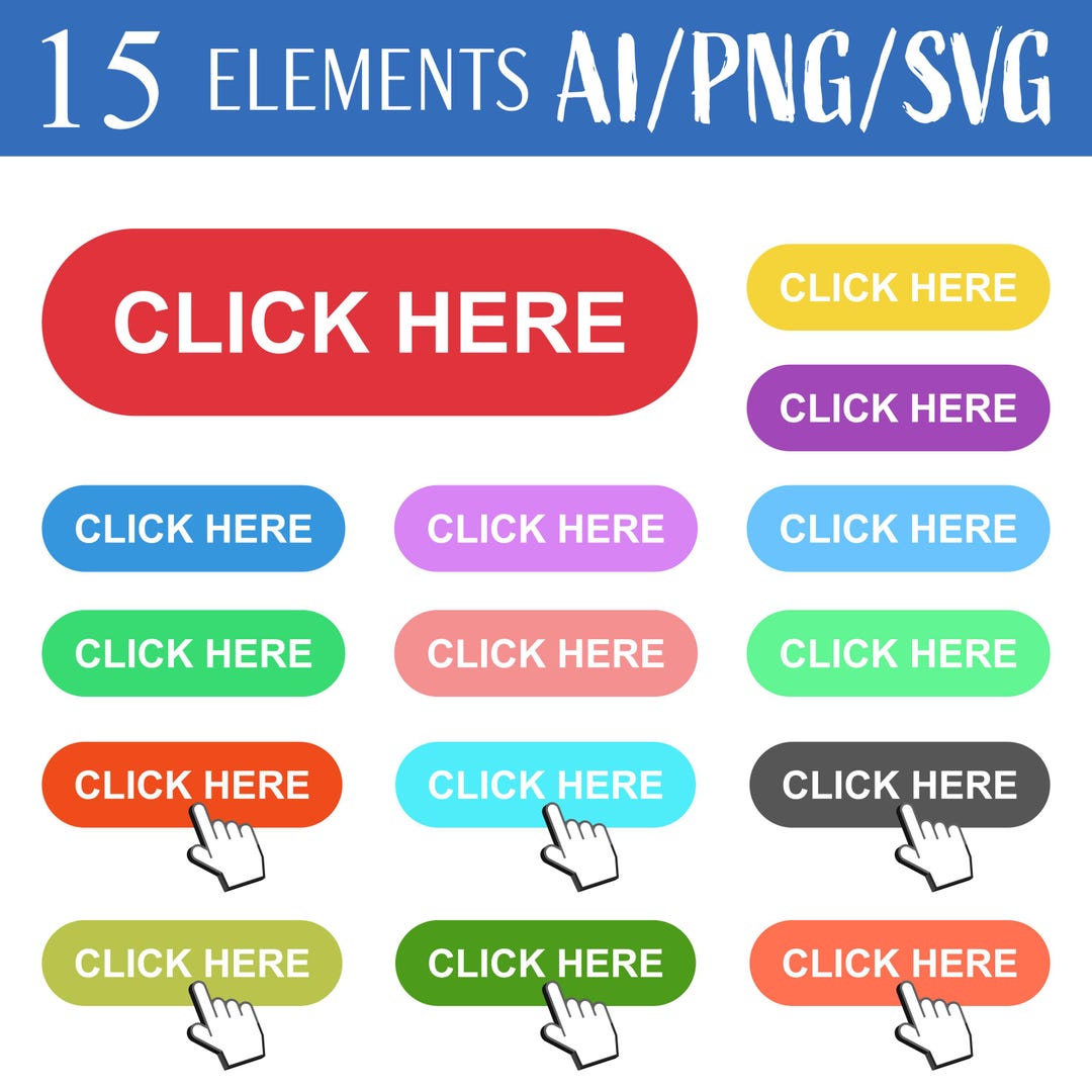 Click Here Button Website Navigation UI Element Vector Art Interactive ...