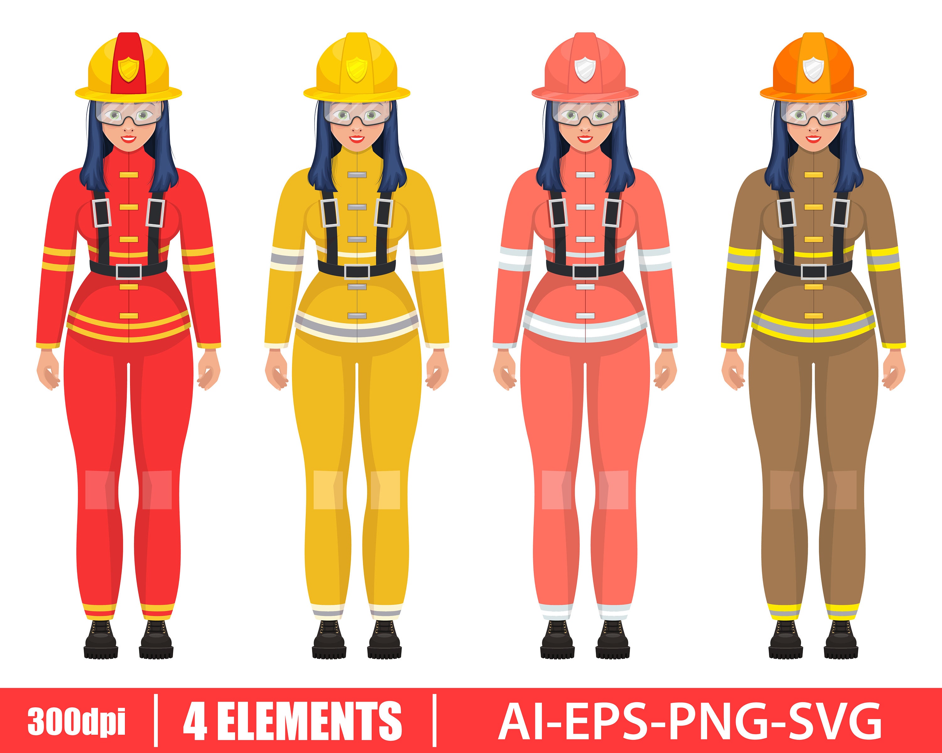 Girl Firefighter Clipart Vector