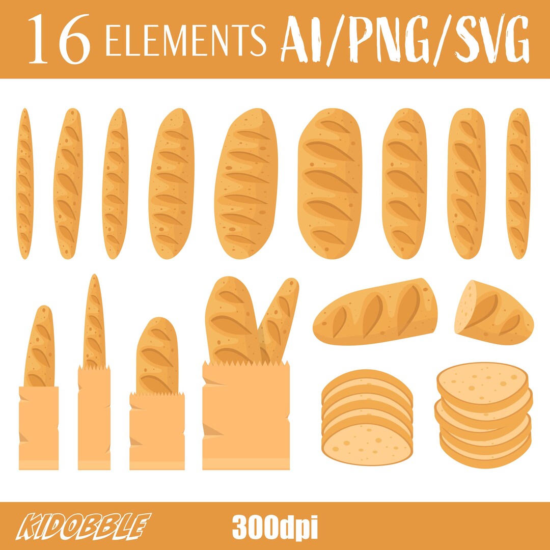 Fresh Bread Clipart Vector Design Digital Baking Art Bread ...