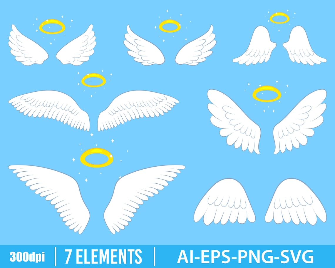 Angel Wings Clipart Vector Design Illustration. Angel Wings | Etsy