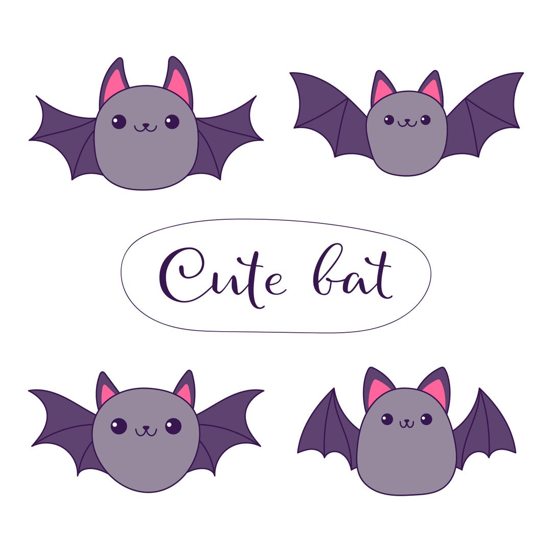 Cute Bat 2D Flat Design Digital Files Cute Printable Bat Clipart for ...