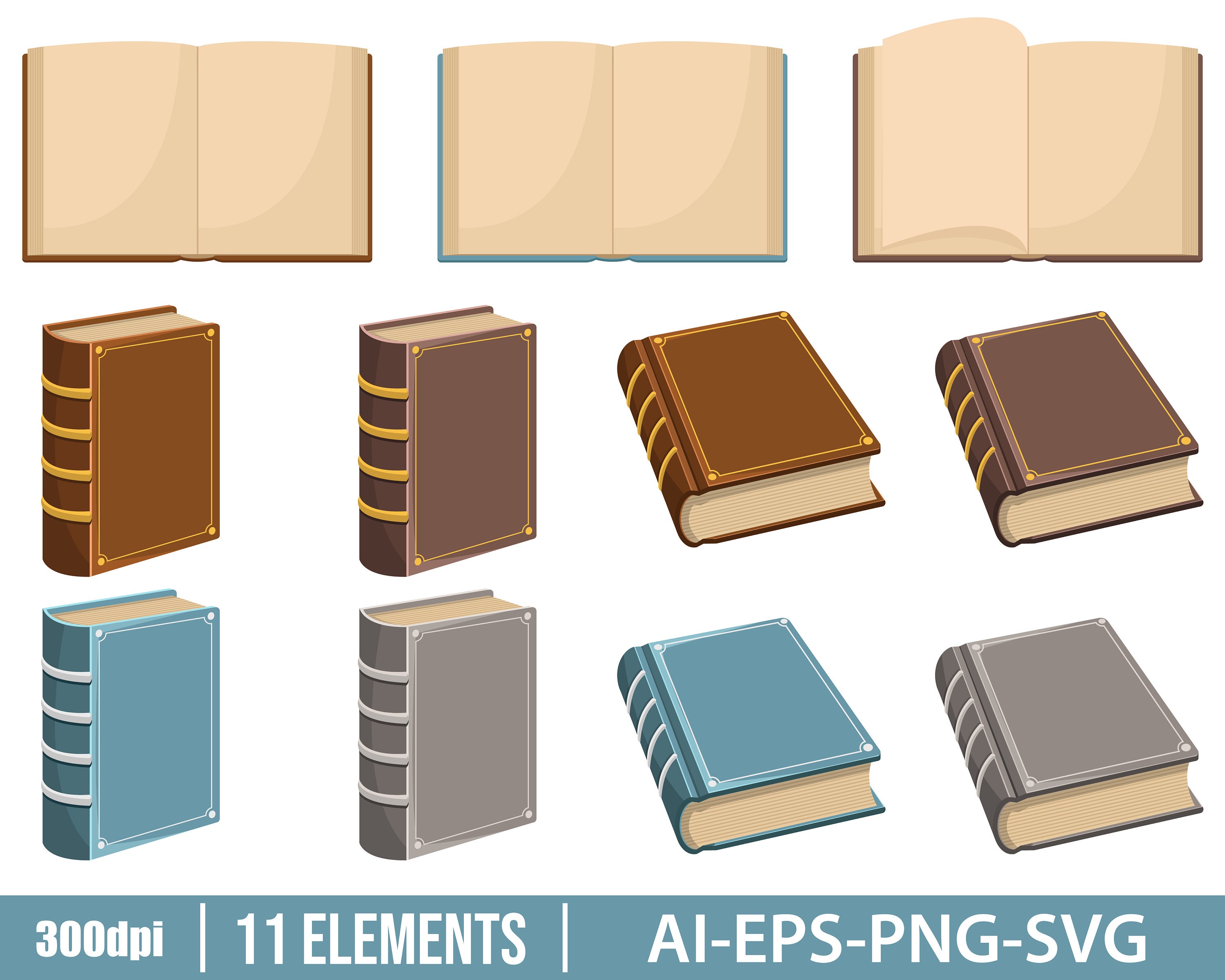Old Vintage Book Clipart Vector Design Illustration. Old Book - Etsy ...