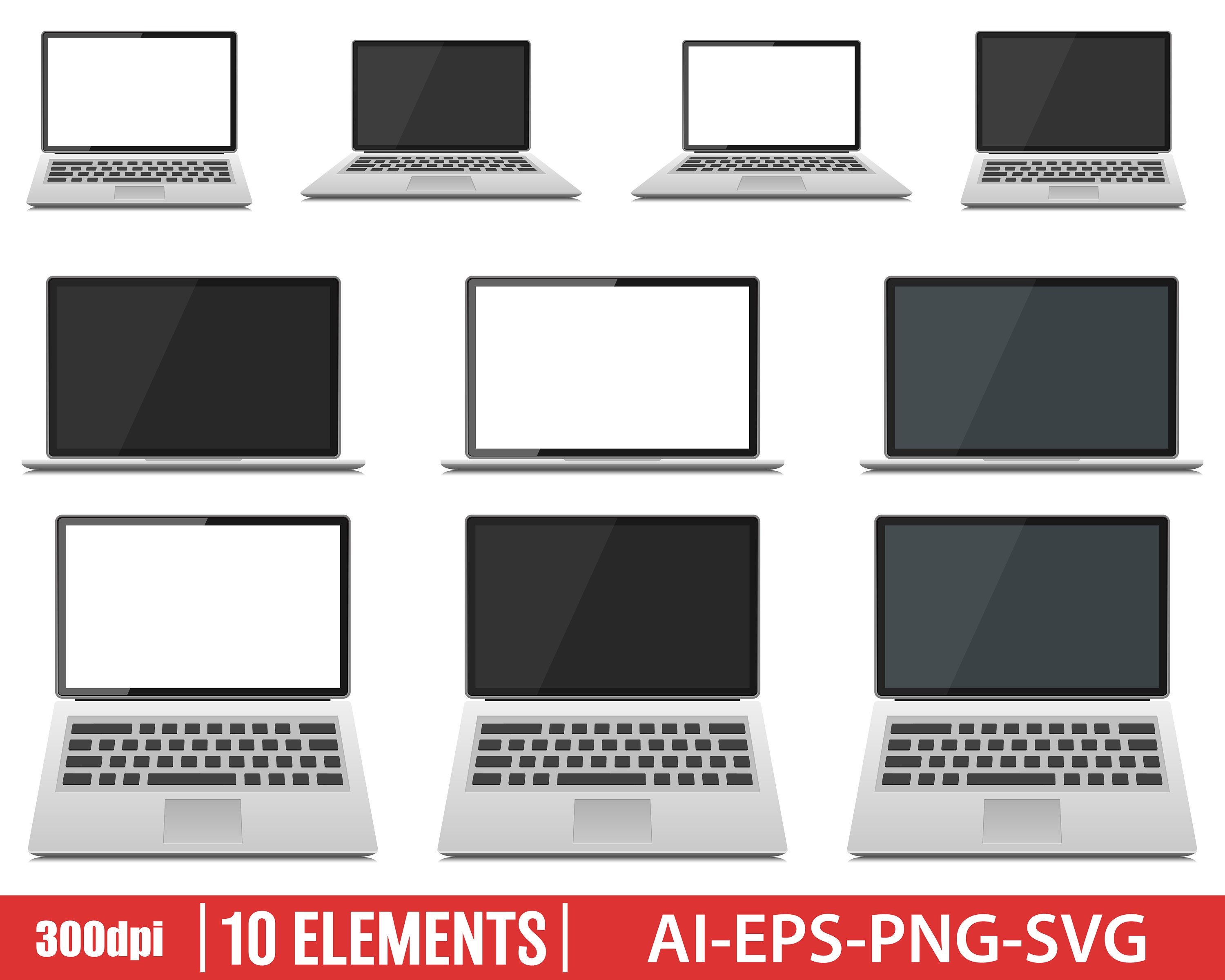 Laptop Device Clipart Vector Design Illustration. Laptop Set. - Etsy