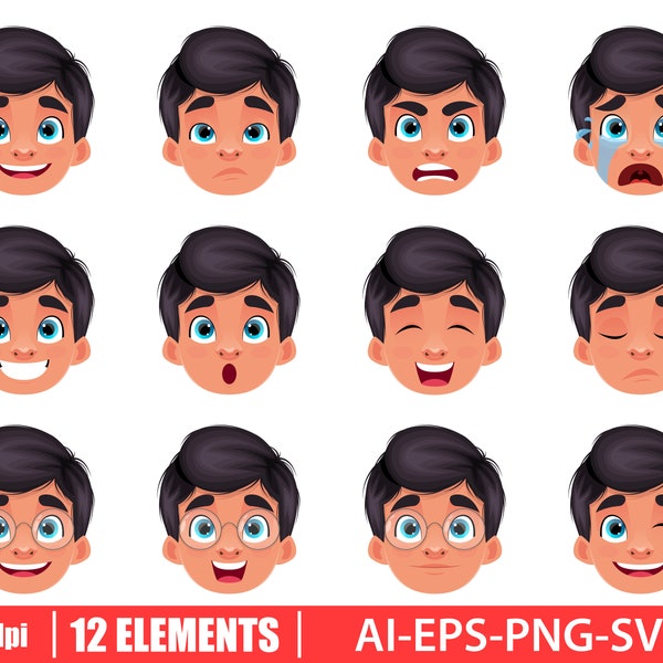 Facial Expression Clipart - Etsy