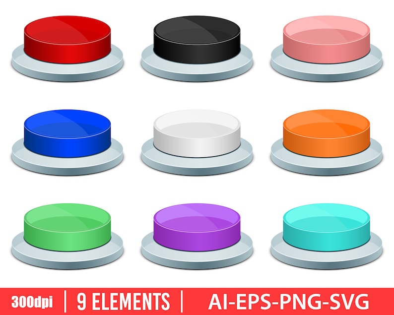 Press Button Clipart Vector Design Illustration. Press Button - Etsy