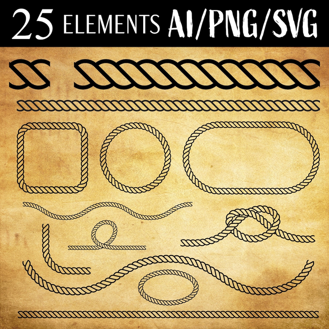 Rope Clipart Vector Rope Art Clip Art Rope Designs Digital Clipart Set ...