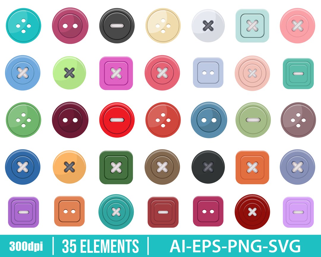 Clothes Button Clipart Vector Design Illustration. Buttons Set. Vector ...