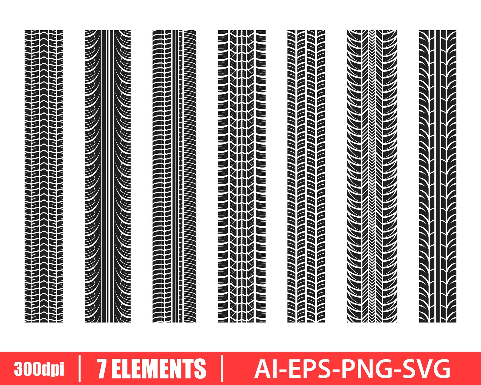 Tire Tracks Print Off-road Pattern Rugged Road Marks Vector Design ...