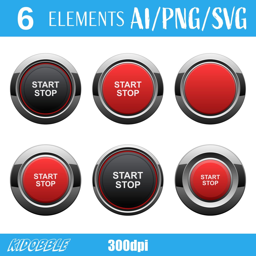 Start and Stop Engine Button Clipart Vector Digital Button Design ...