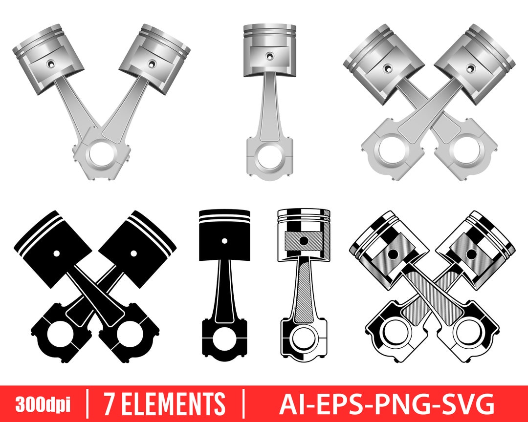 Engine Piston Clipart Vector Design Illustration. Engine Piston Set ...