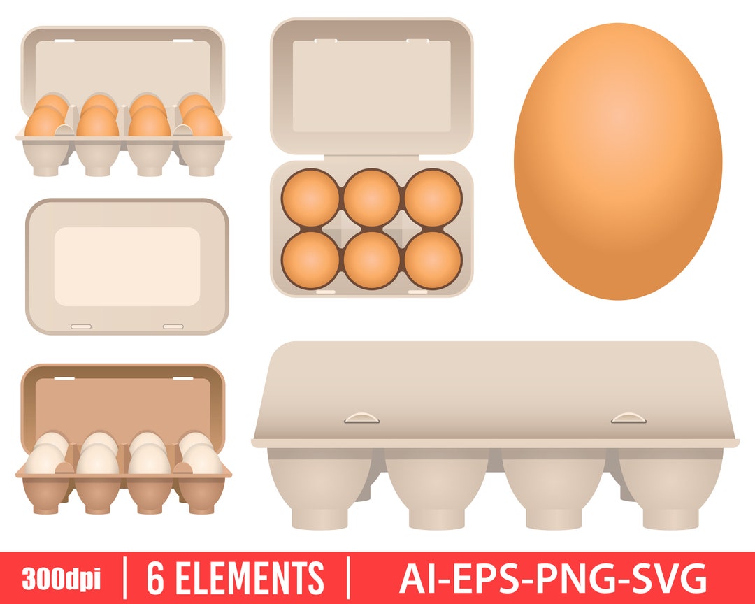 Chicken Eggs in Carton Clipart Vector Design Illustration. Eggs Set ...