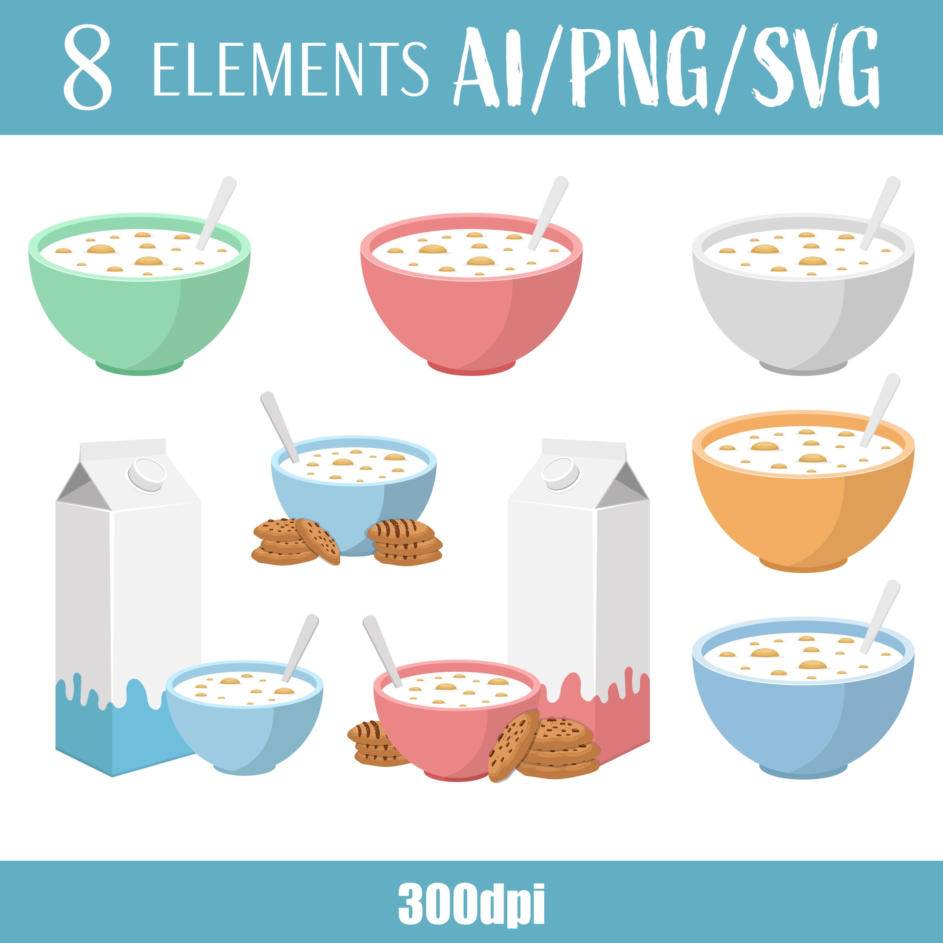 Bowl of Cereal Breakfast Meal Healthy Snack Vector Art Crunchy Food ...