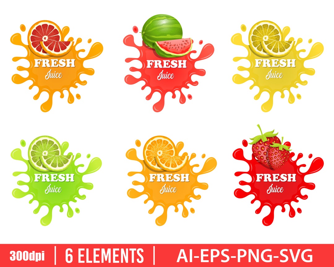 Fruit Juice Splashes Clipart Vector Design Illustration. Juice Splashes ...