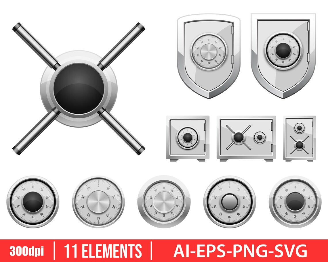 Safe Combination Lock Clipart Vector Design Illustration. Safe - Etsy ...