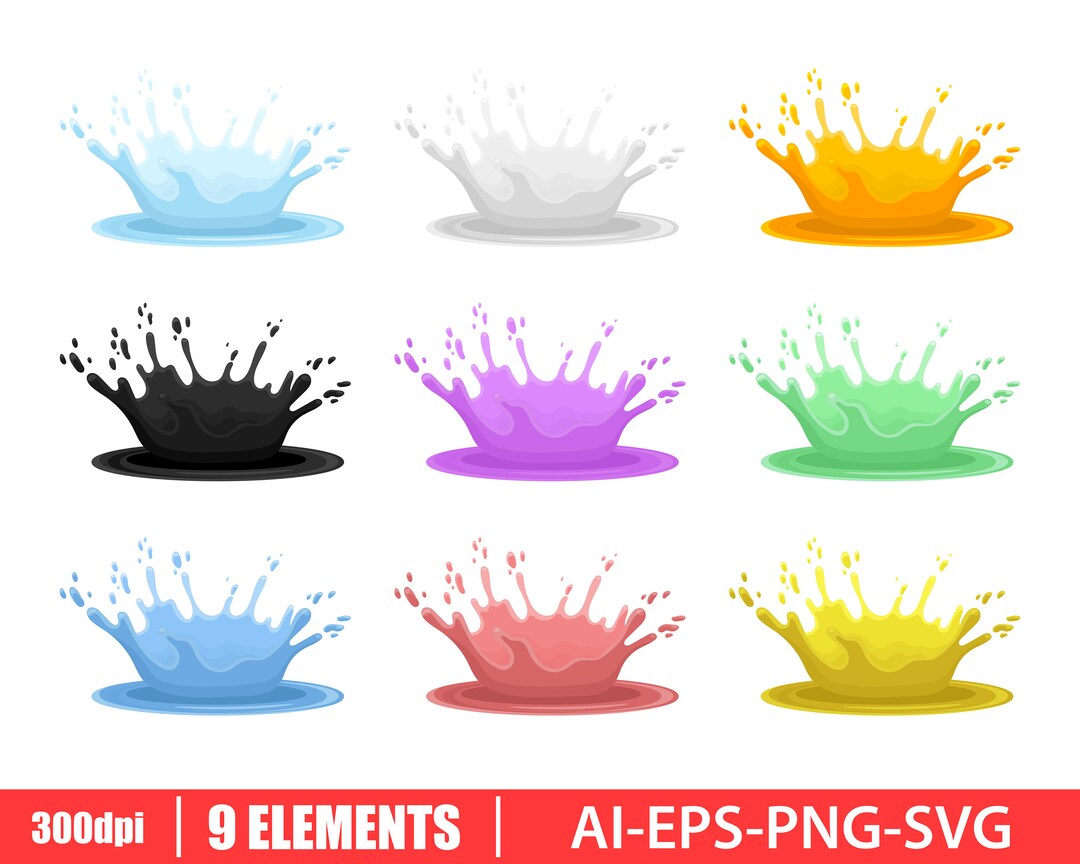Water Splash Clipart Vector Design Illustration. Water Splash Set ...