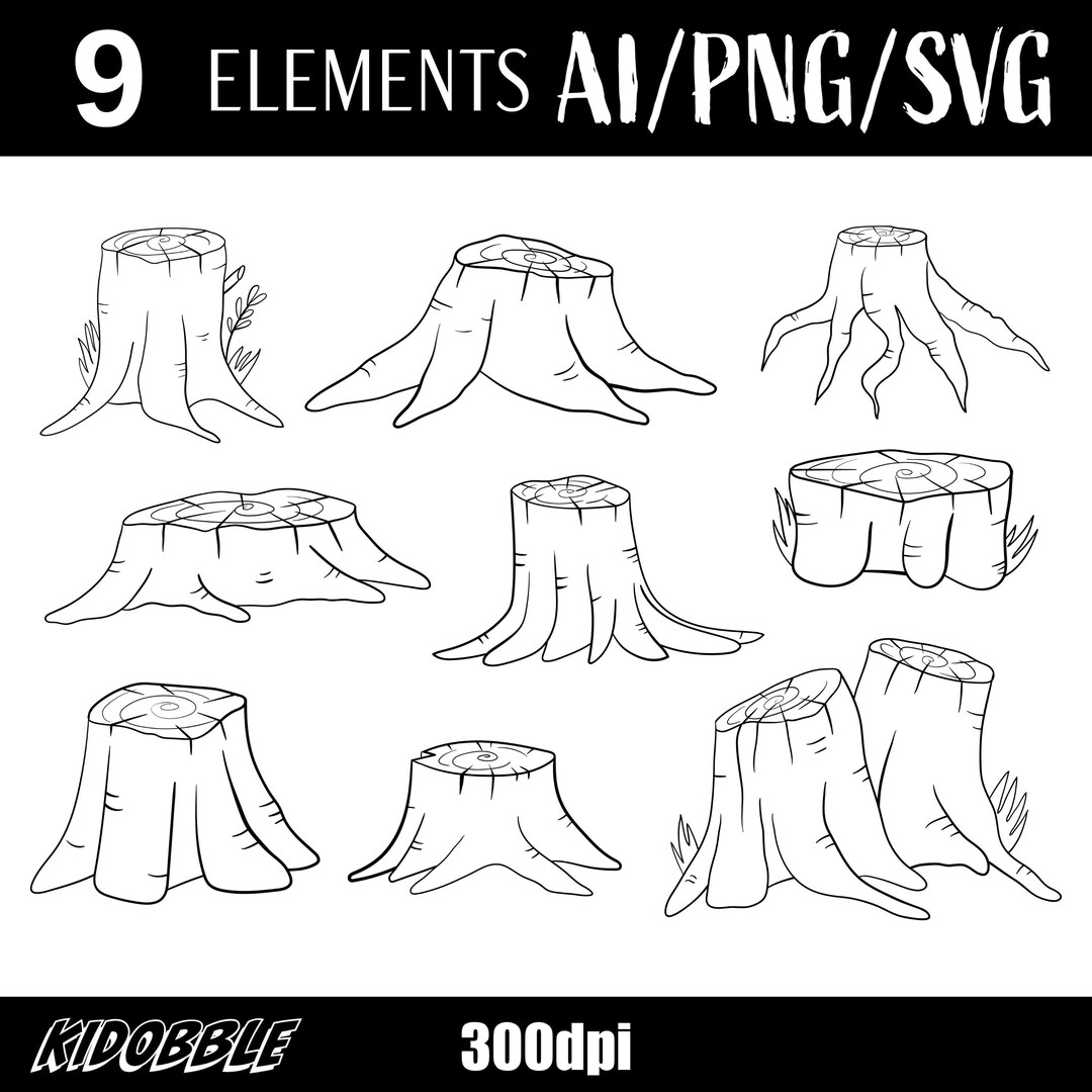 Tree Stump Nature Log Rustic Garden Digital Clipart Design Log Tree ...