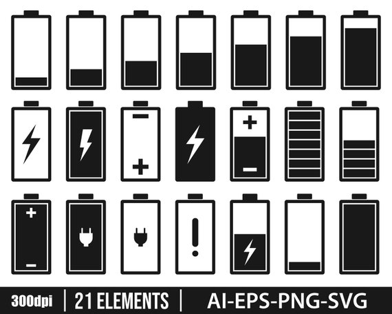 Battery flat icon clipart vector design illustration. Battery | Etsy