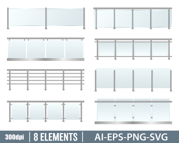 Glass railing clipart vector design illustration. Glass | Etsy