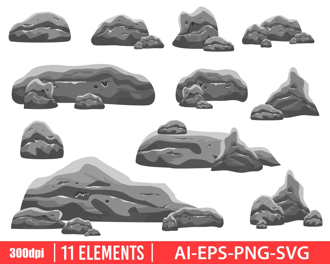 Boulder Stones Clipart Vector Design Illustration. Stones Set. Vector ...