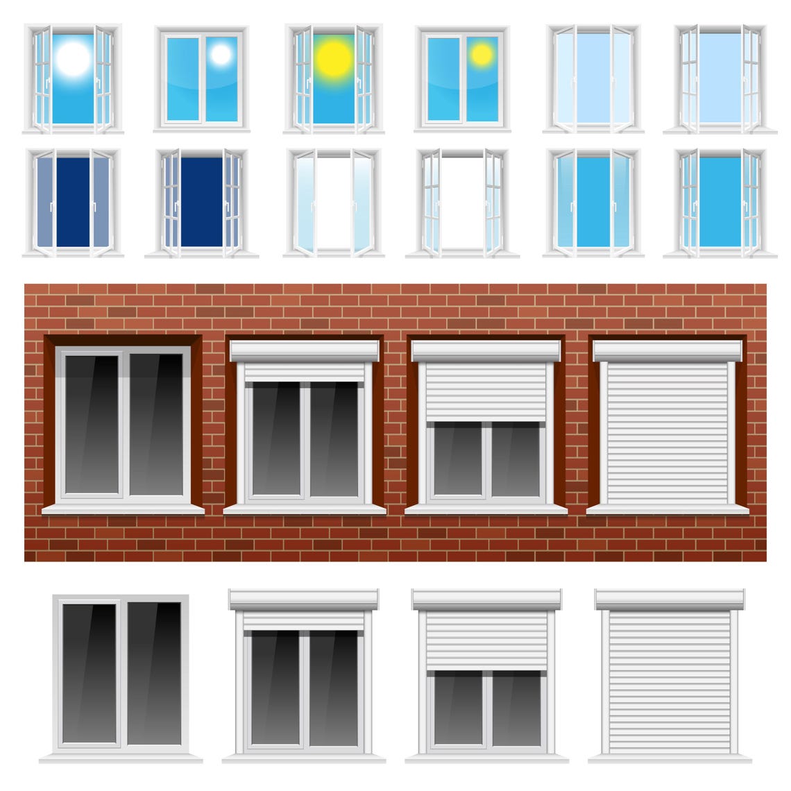 Transparent Windows and Sunny Sky Clipart Vector Design Window Clipart ...