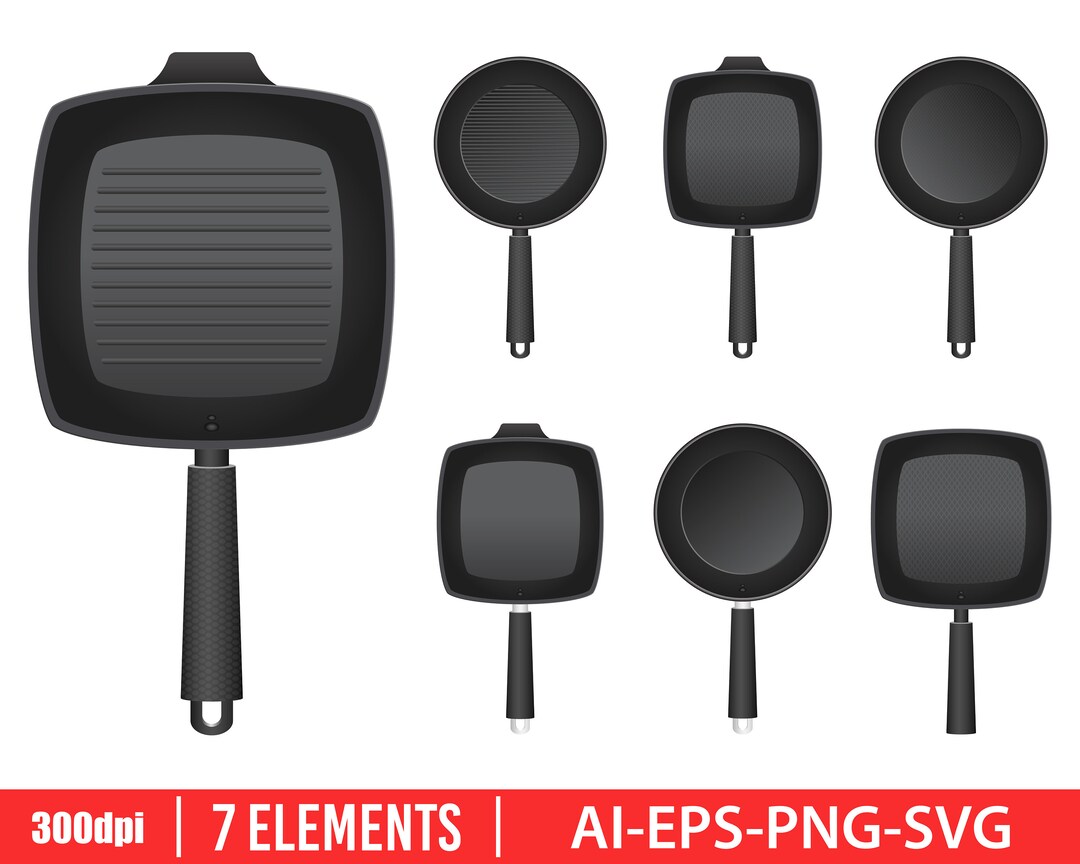 Frying Pan Clipart Vector Design Illustration. Frying Pan Set. Vector ...