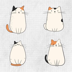 Cute Cat 2D Flat Design Digital Files Cute Printable Cat Clipart for ...