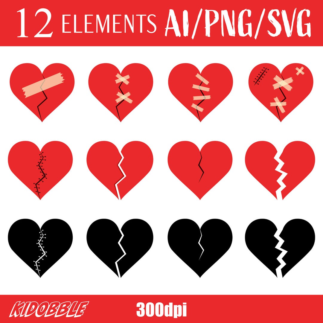 Broken Heart Love Heartache Emotional Pain Digital Clipart Illustration ...