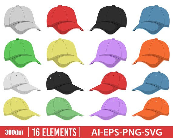 Cap Clipart Vector Design Illustration. Cap Set. Vector | Etsy